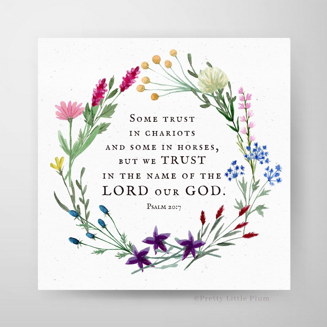 Psalm 20:7 Floral Bible Verse Print, Scripture Wall Art (digital ...