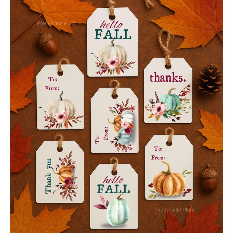Fall Host Gift Tag Printable, Pumpkins Autumn Thank You Notes (digital ...