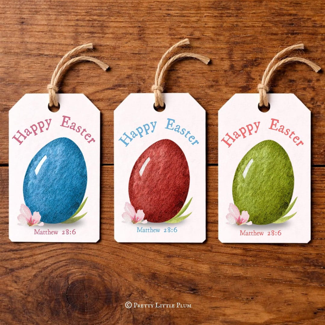 Rustic Easter Gift Tags Printable, Bible Verse, Scripture Church Candy ...