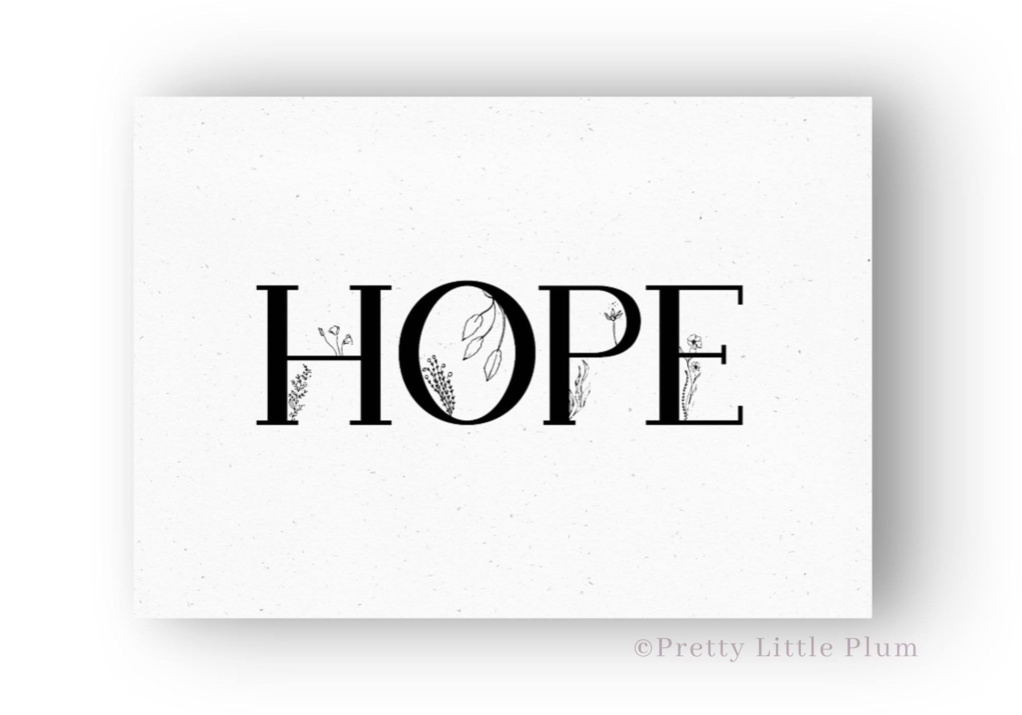 HOPE Printable Wall Art, Hope Prints Wall Decor, Feminine Digital ...