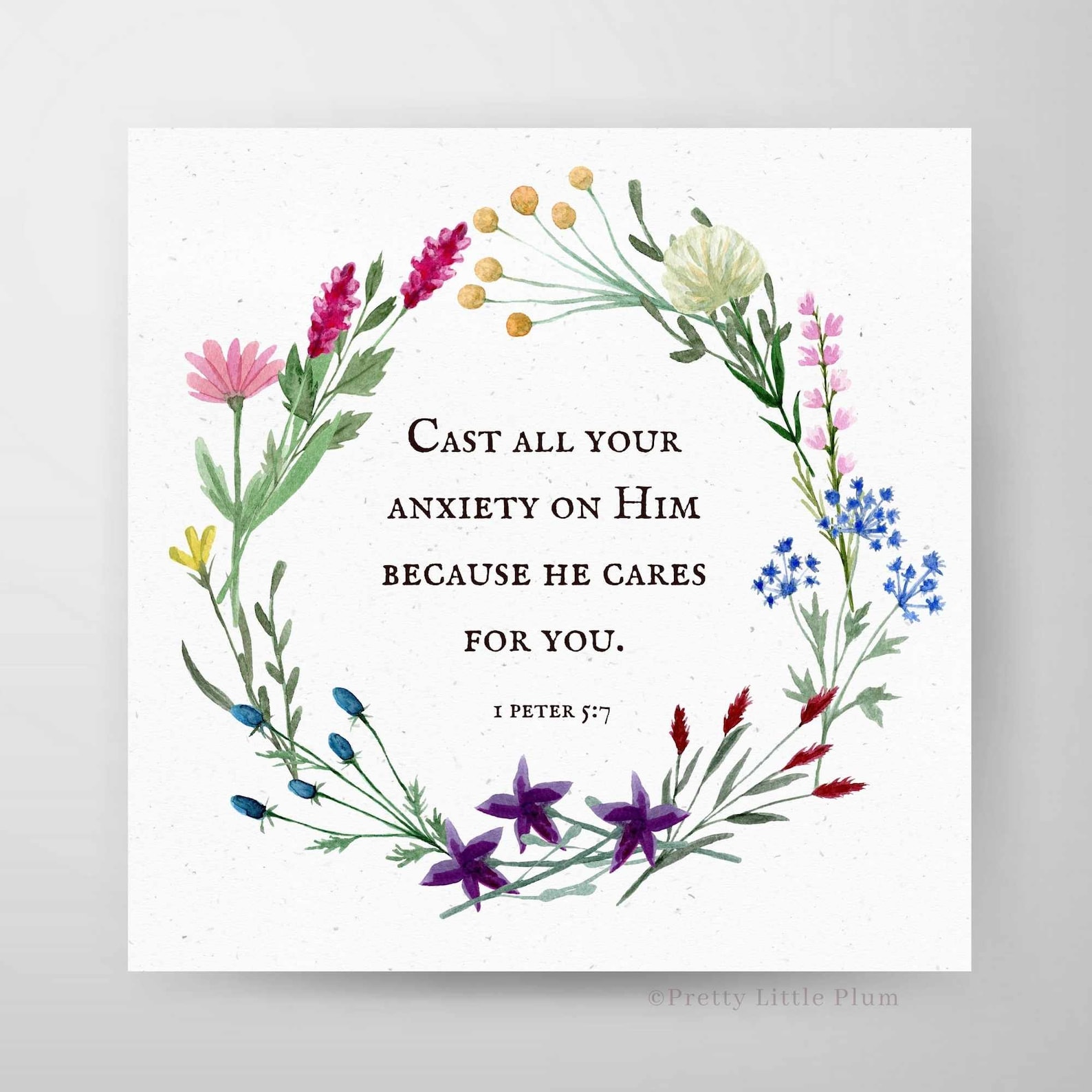 1 Peter 5 7 Printable Bible Verse Wall Art, Cast Your Anxiety on Him ...