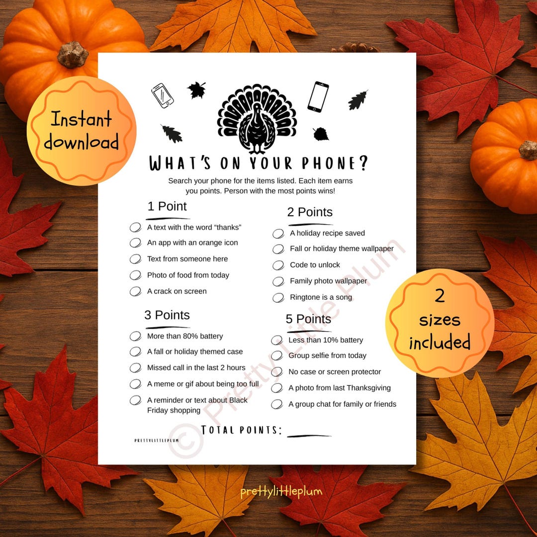 Thanksgiving Phone Scavenger Hunt Game, Friendsgiving Activity (digital ...