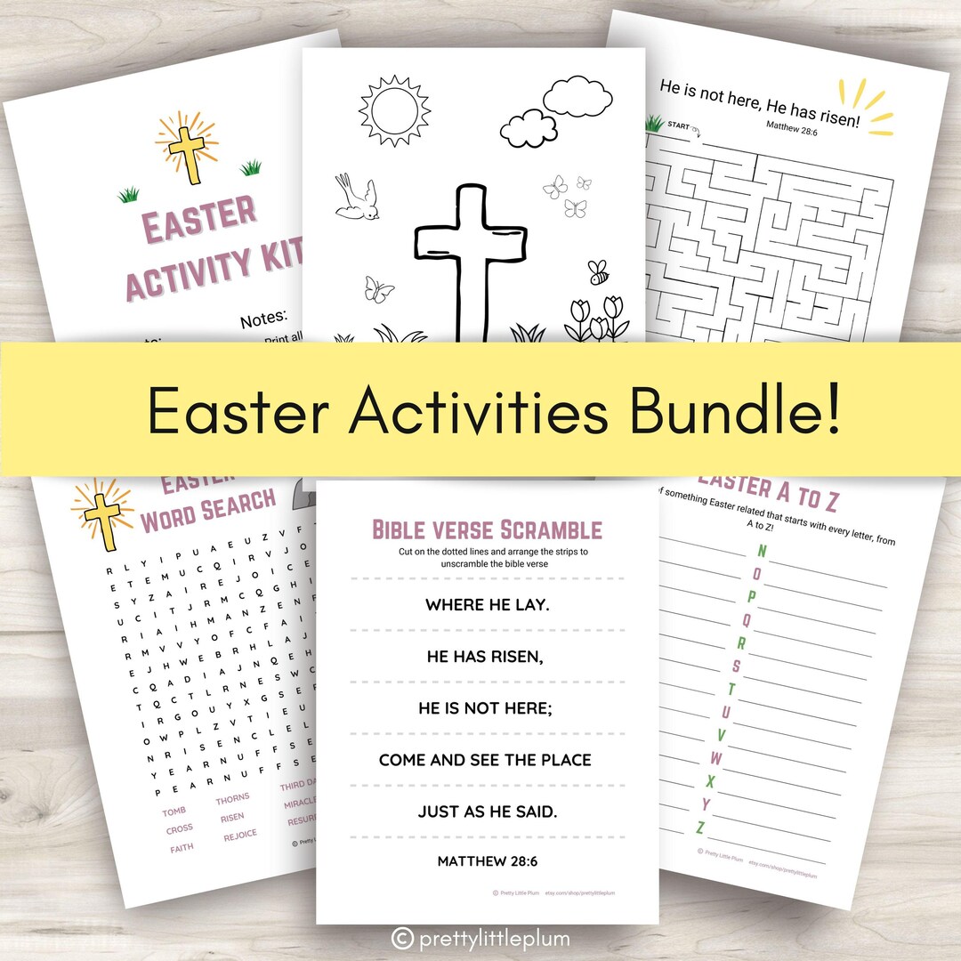 Biblical Easter Activity, Bible Verse Children's Project, Coloring ...