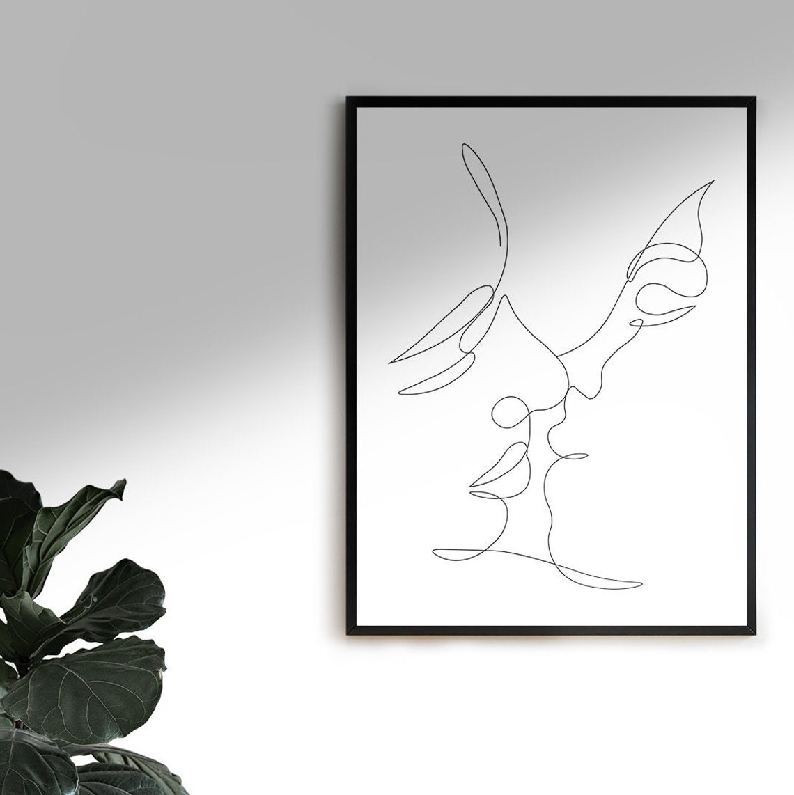 Kiss Line Art Abstract One Line Art Kiss Line Drawing - Etsy