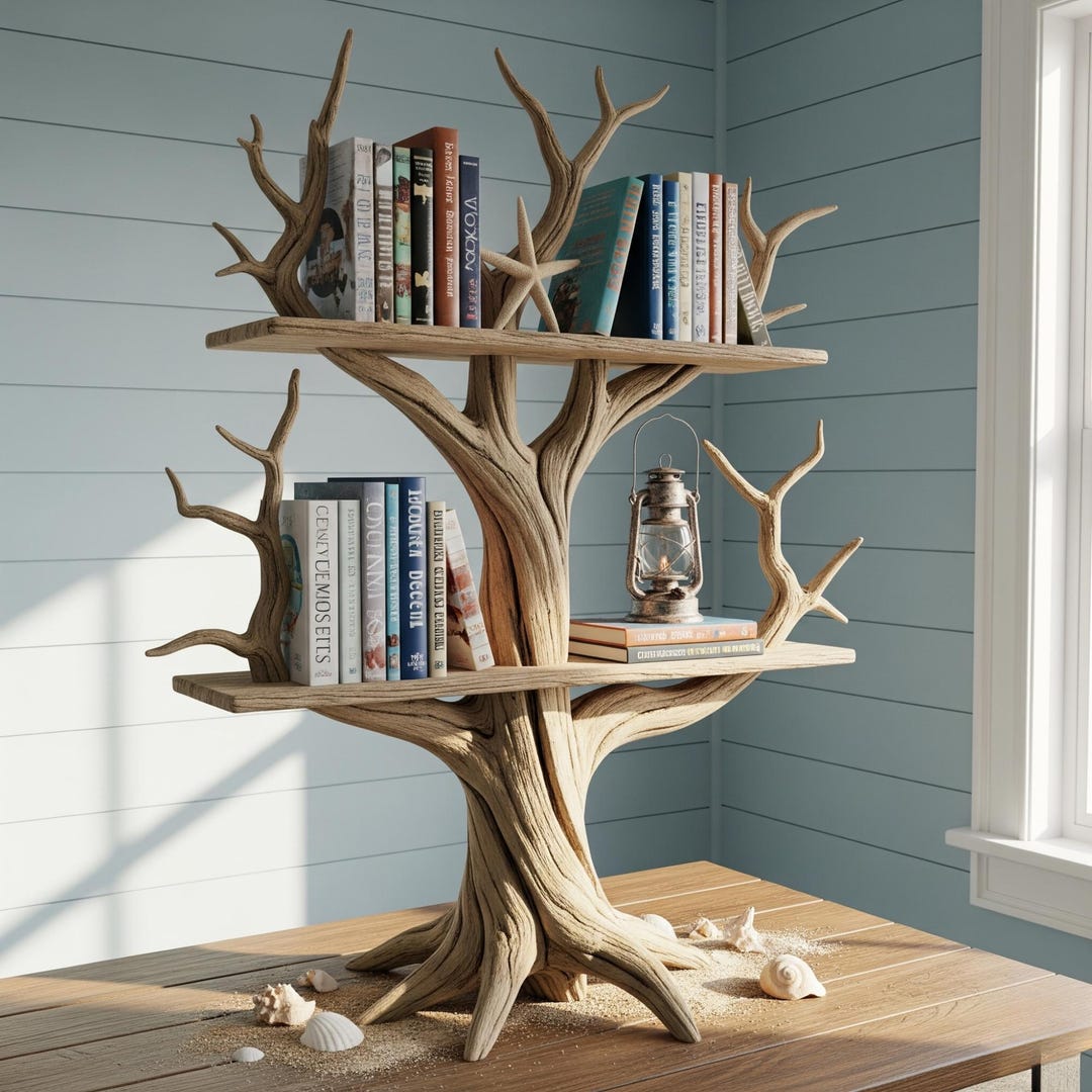 Rustic Tree Bookshelf | Wooden Tree-shaped Bookcase | Nature-inspired ...