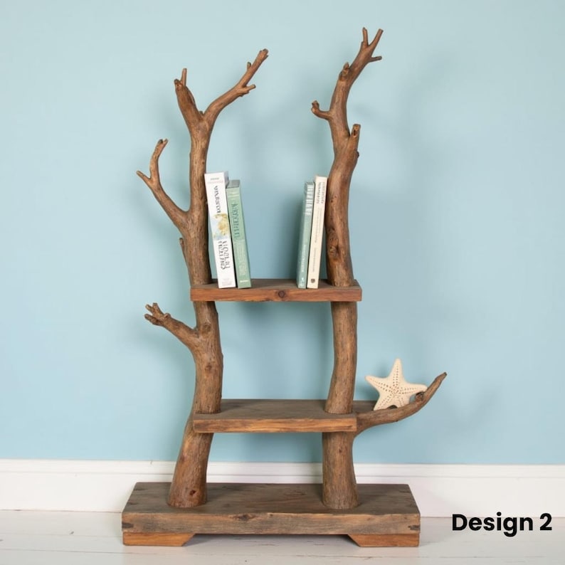 Tree Branch Bookshelf | Rustic Wood Tree Shelf | Nature-inspired ...