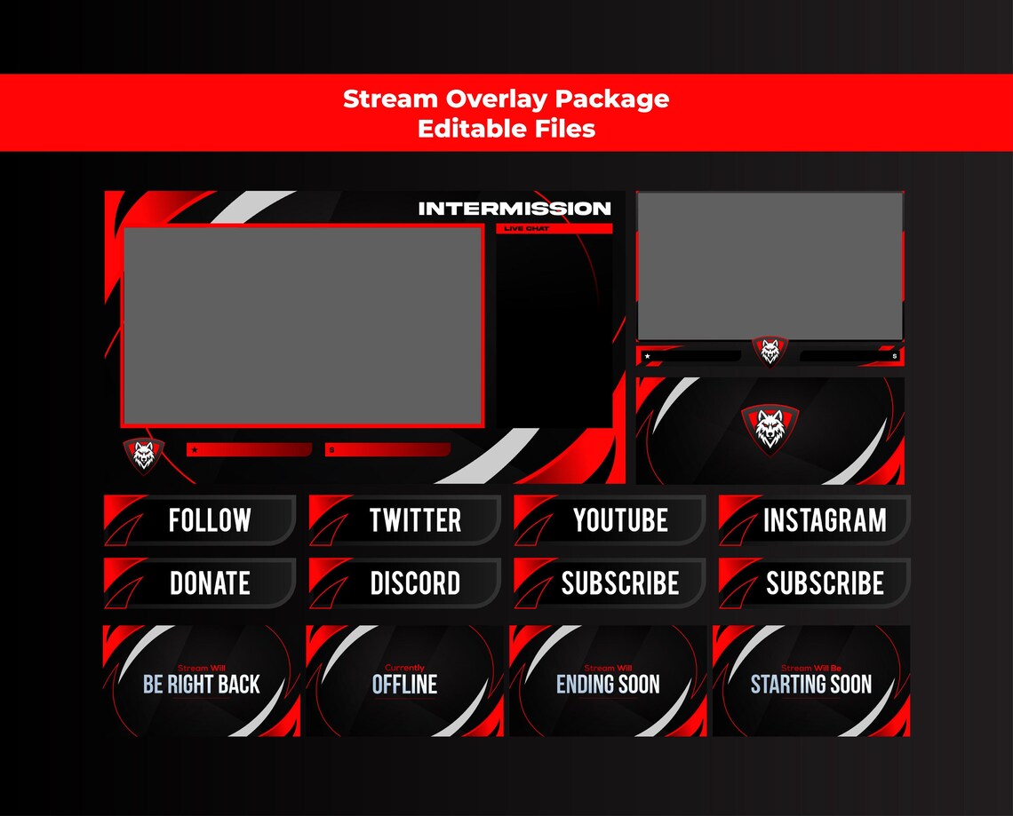 Modern Red and Black Stream Overlay Stream for Twitch - Etsy