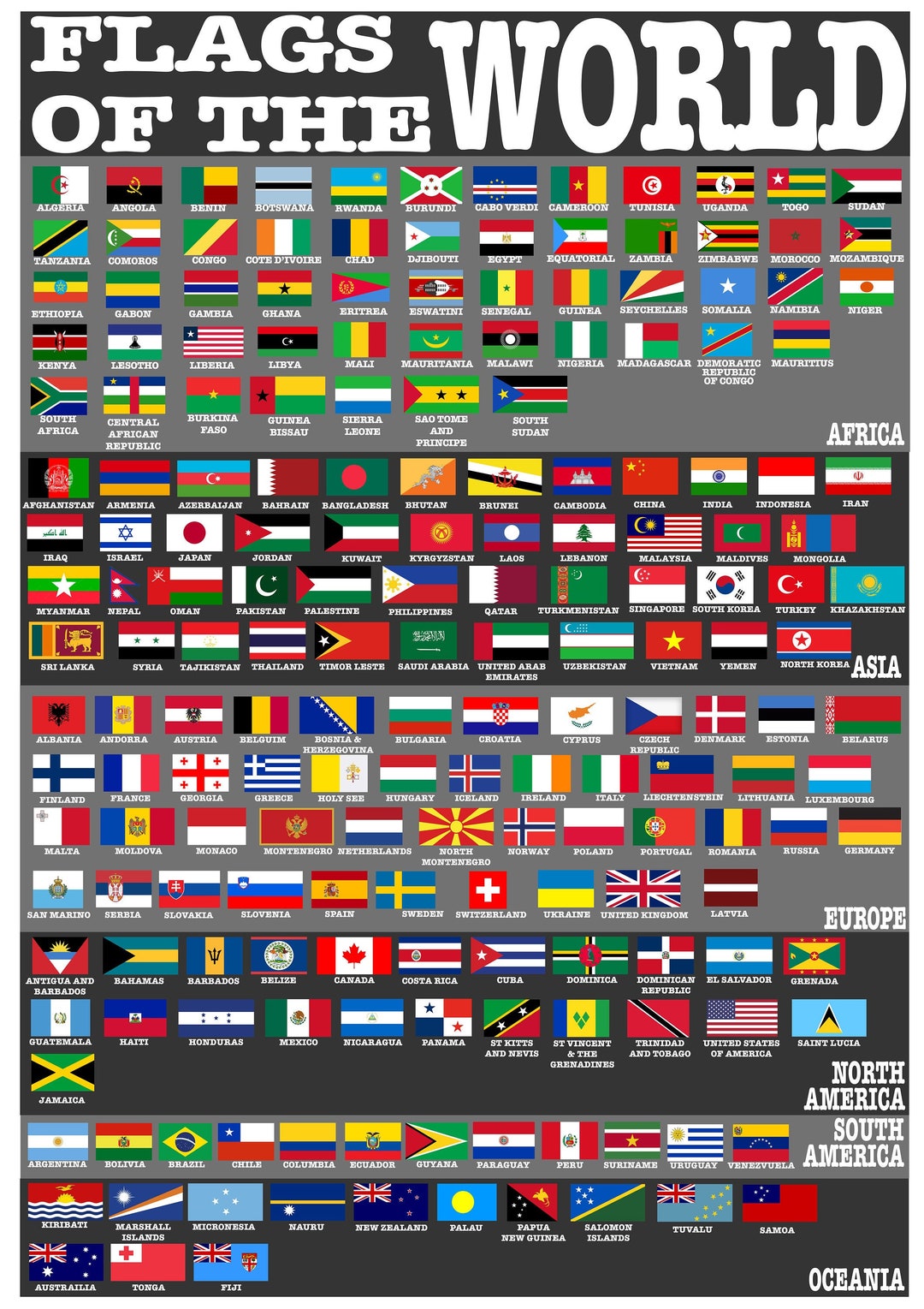 Flags of the World Poster - Multicolours - Etsy