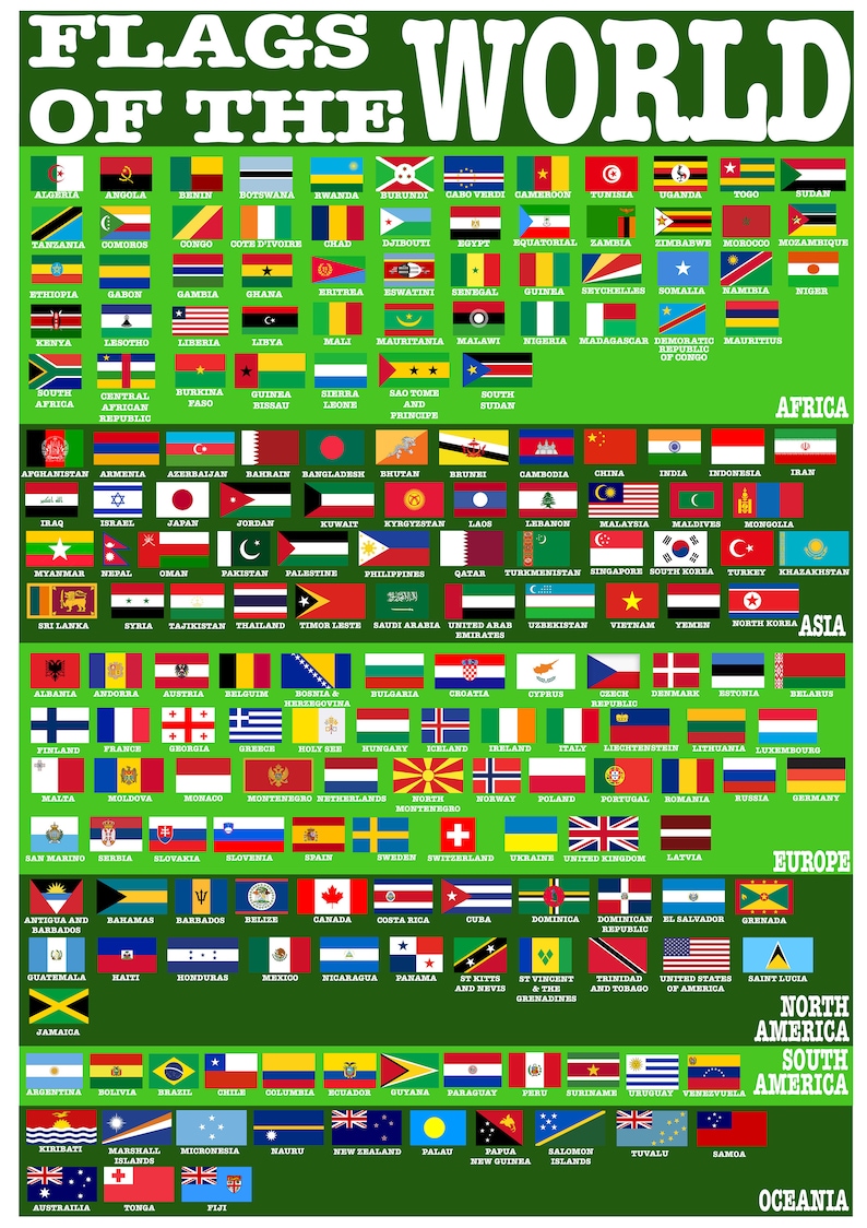 Flags of the World Poster - Multicolours - Etsy