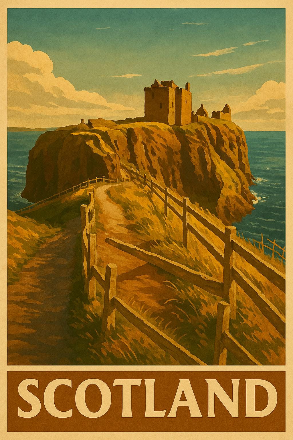 Scotland Travel Poster - Dunnottar Castle Stonehaven - Etsy