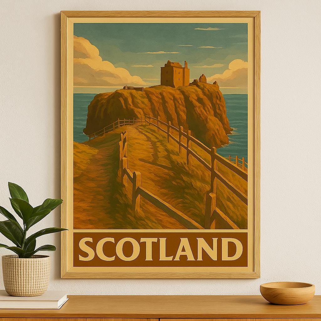 Scotland Travel Poster - Dunnottar Castle Stonehaven - Etsy