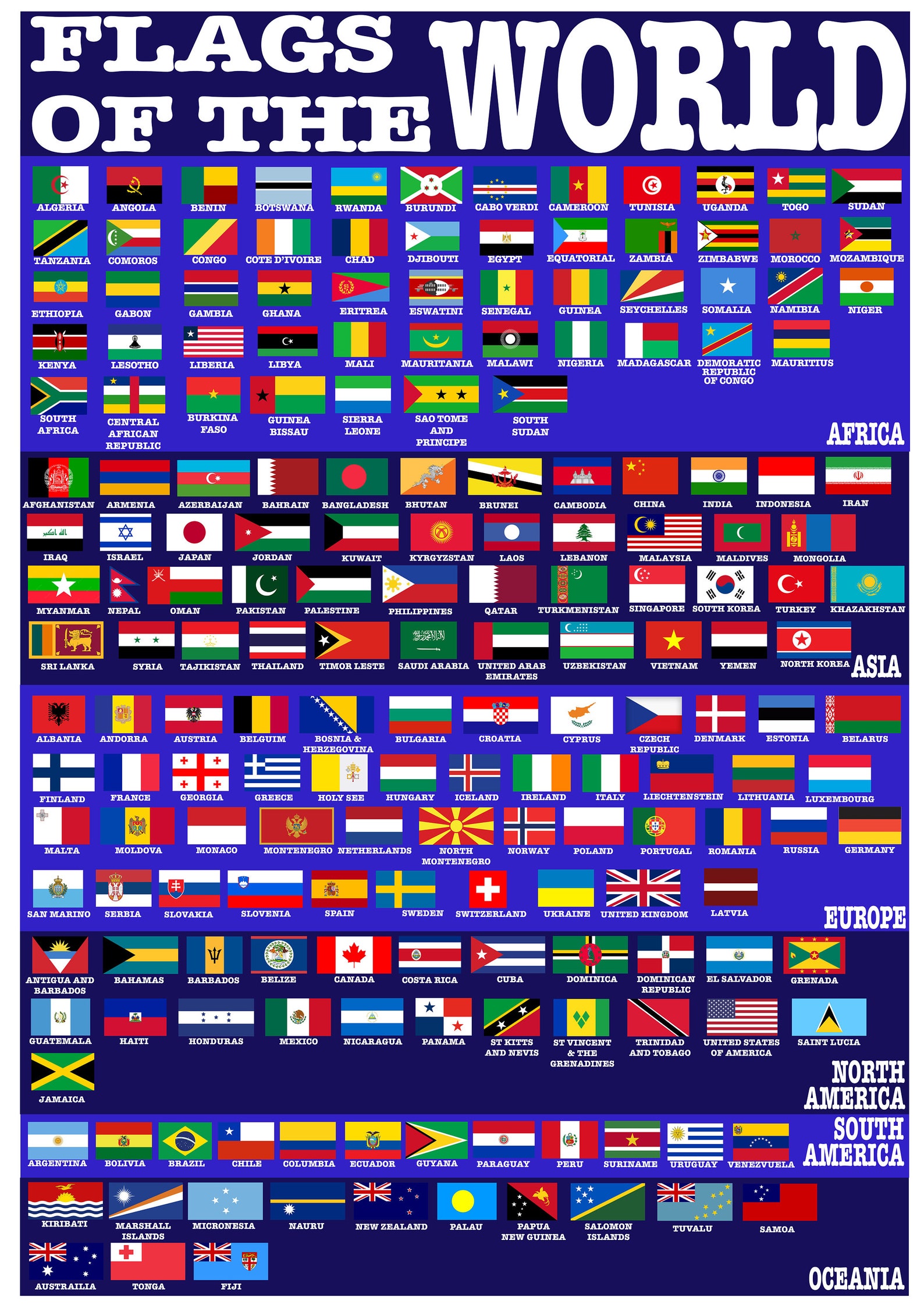 Flags of the World Poster - Multicolours - Etsy