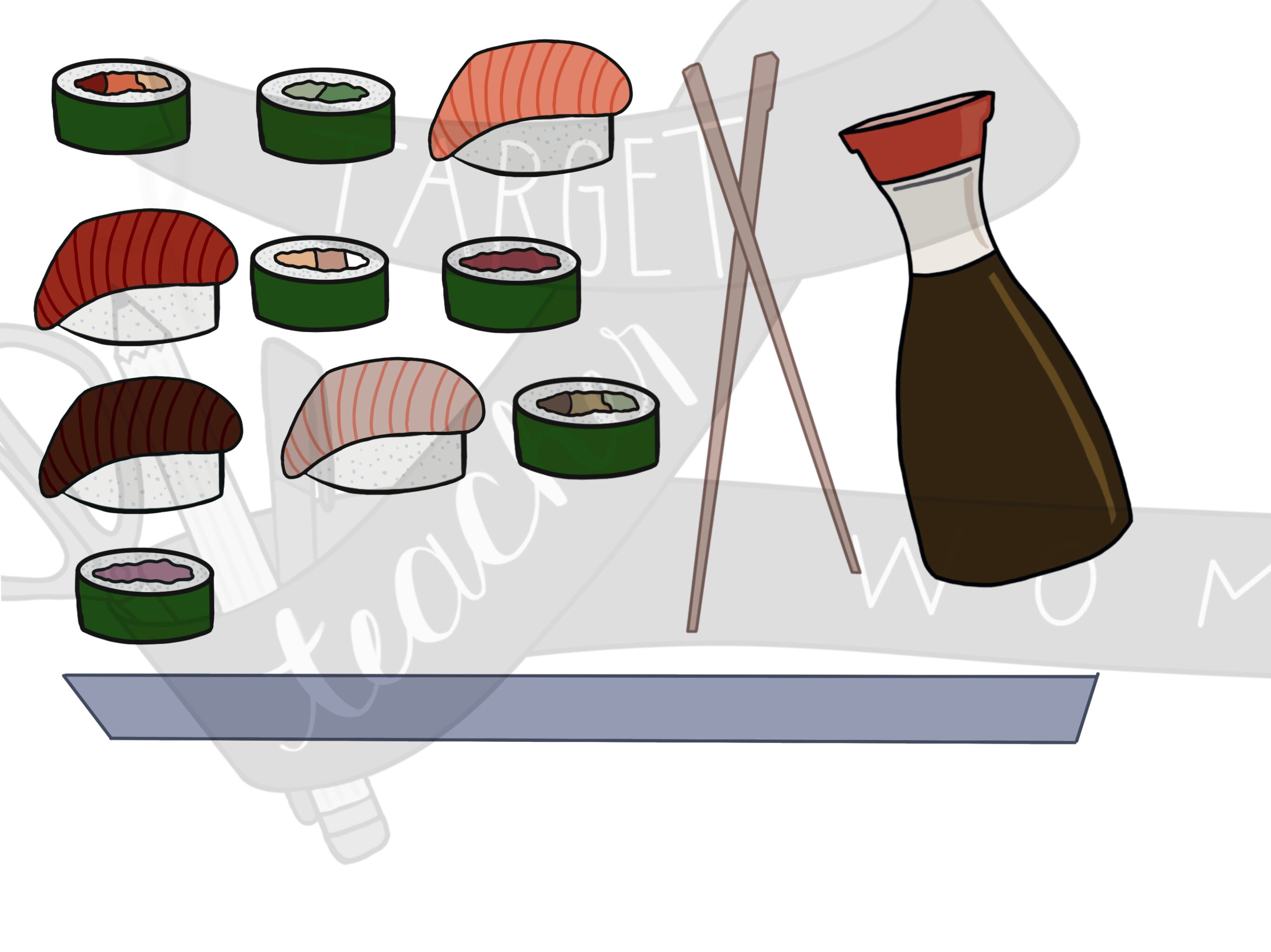 Sushi Dinner Clipart, Sushi, Chopsticks, Soy Sauce, Transparent ...
