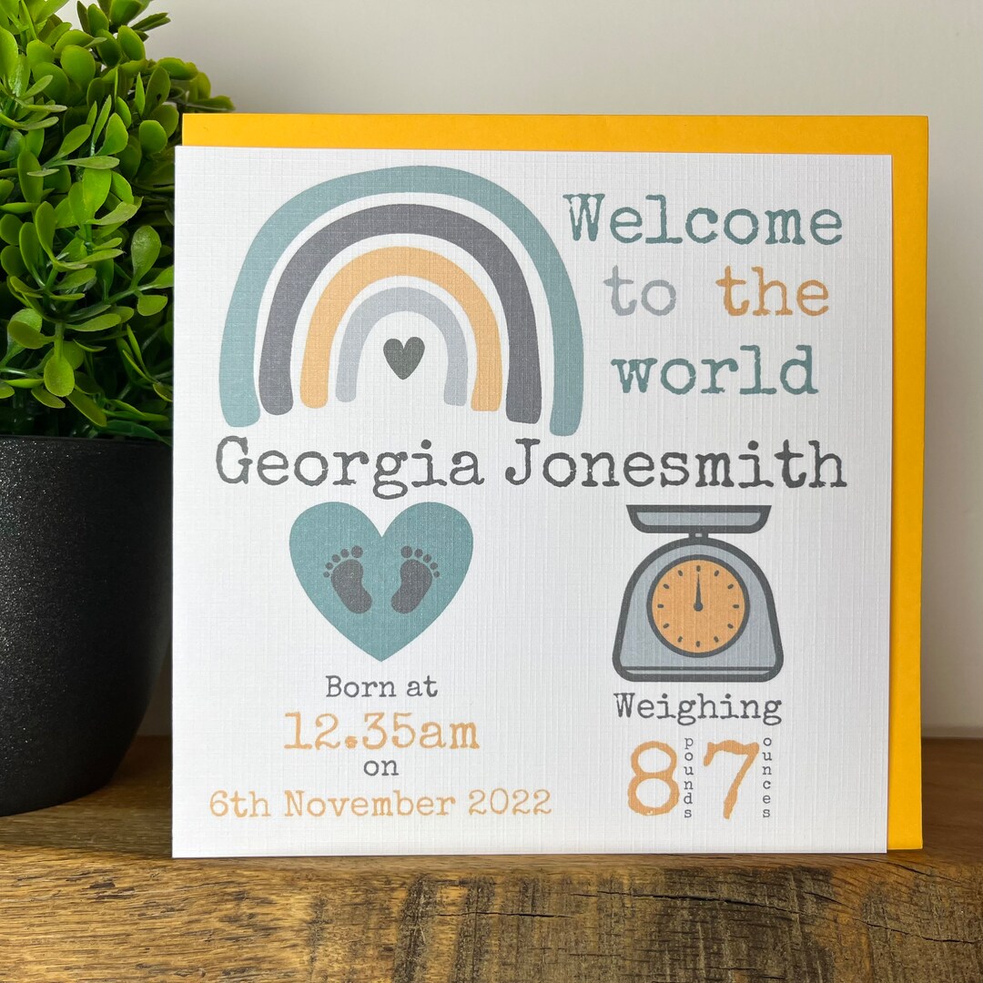 New Baby Card / Personalised New Baby Card / Welcome to the World ...