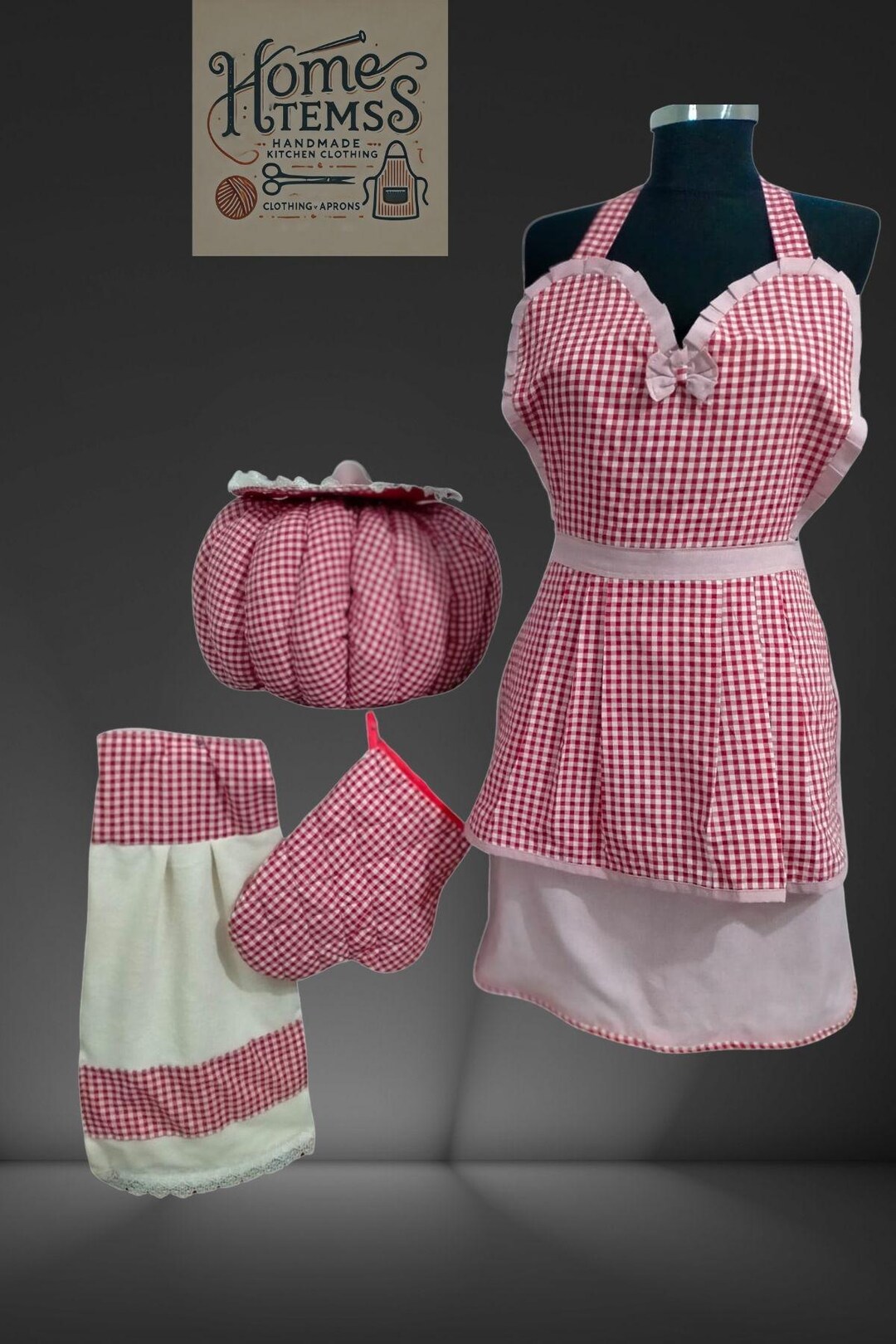 Vintage Kitchen Set 60s Cook Mom Gift - Kitchen Apronchef Hat and ...