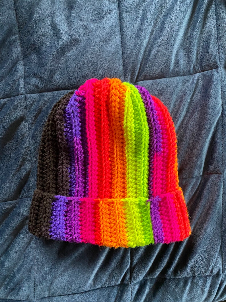 Handmade Rainbow Beanie - Etsy