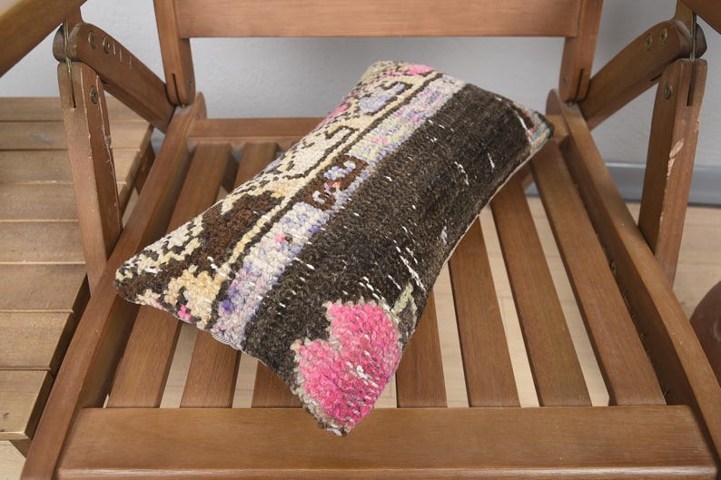 Kilim Pillow, Turkish Cushion, 16x8 Handmade Rug Cover, Boho Decor ...