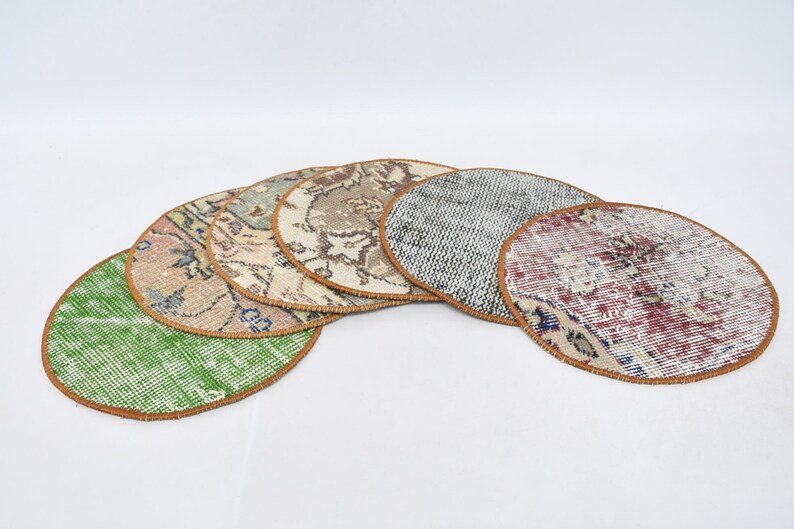 Rug Supla, Set of Six, Table, Green Supla, Rug Underplate, Woven ...