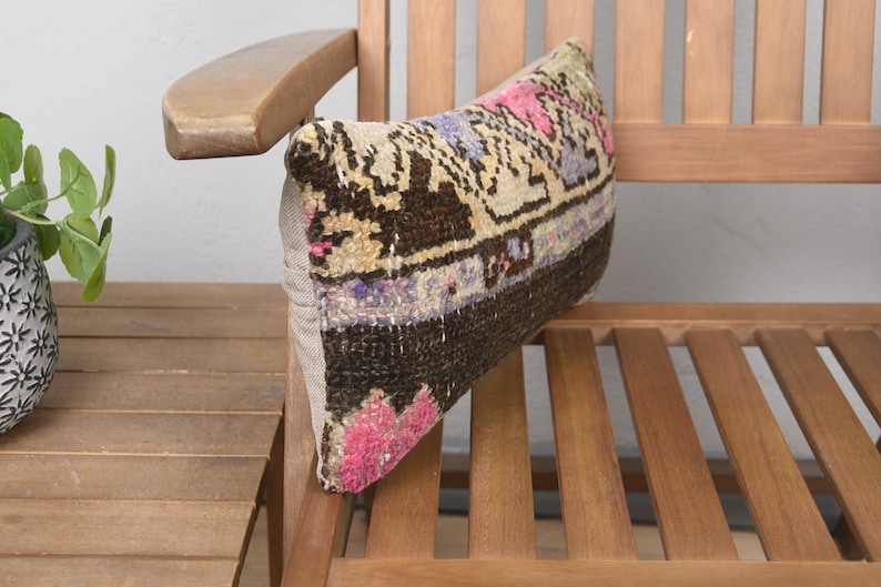Kilim Pillow, Turkish Cushion, 16x8 Handmade Rug Cover, Boho Decor ...