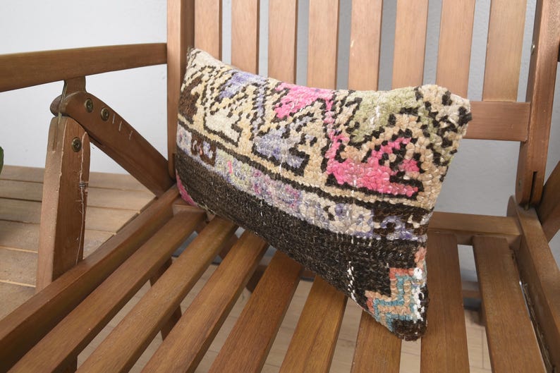 Kilim Pillow, Turkish Cushion, 16x8 Handmade Rug Cover, Boho Decor ...