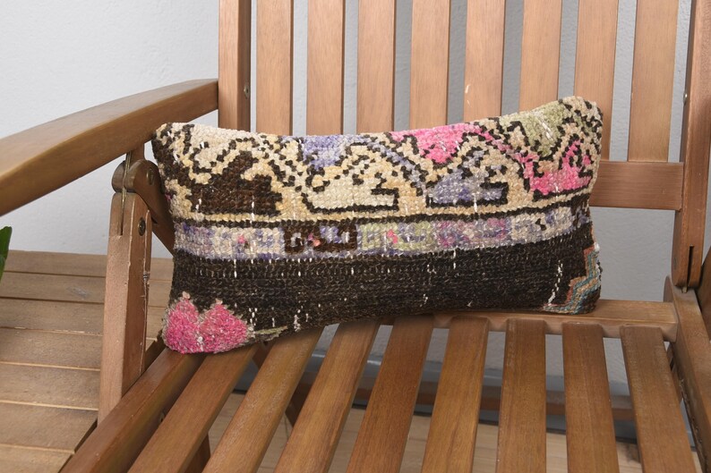 Kilim Pillow, Turkish Cushion, 16x8 Handmade Rug Cover, Boho Decor ...