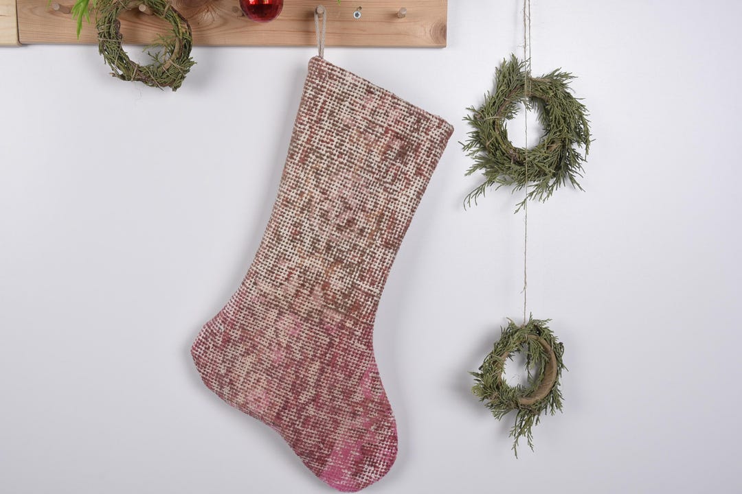 Rustic Christmas Stocking, Antique Rug Stocking, Vintage Rug Stocking ...