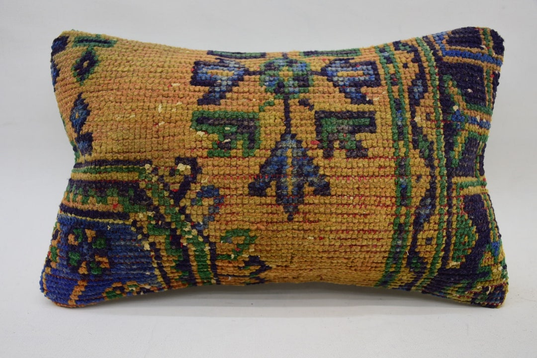 Kilim Pillow, Throw Pillow Cover, Turkish Pillow, 12x20 Orange Pillow ...