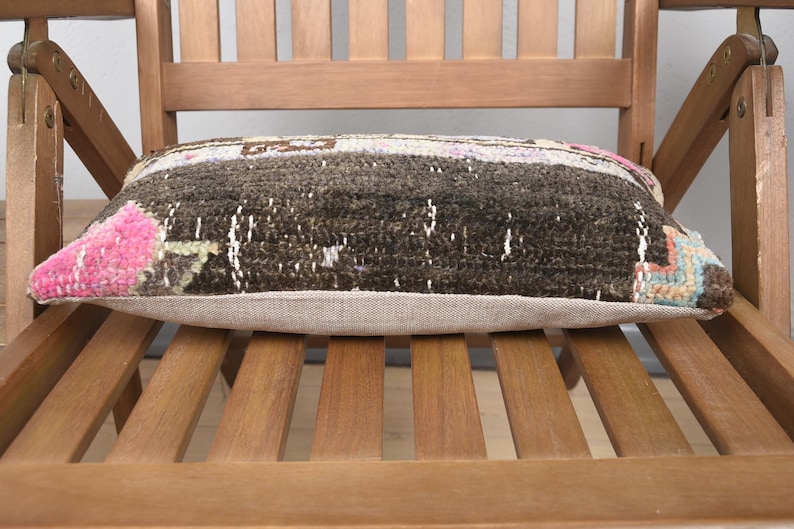 Kilim Pillow, Turkish Cushion, 16x8 Handmade Rug Cover, Boho Decor ...
