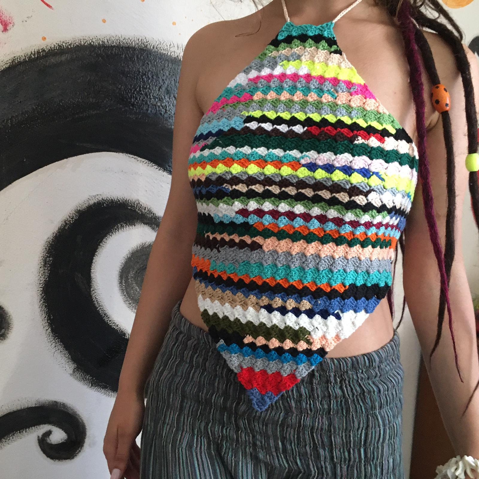 Crochet Summer Top, Rave Clothing, Crochet Halter Top, Festival Outfit ...