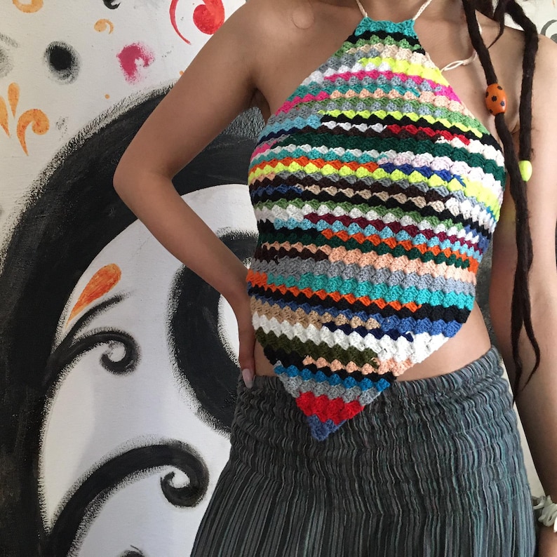 Crochet Summer Top, Rave Clothing, Crochet Halter Top, Festival Outfit ...