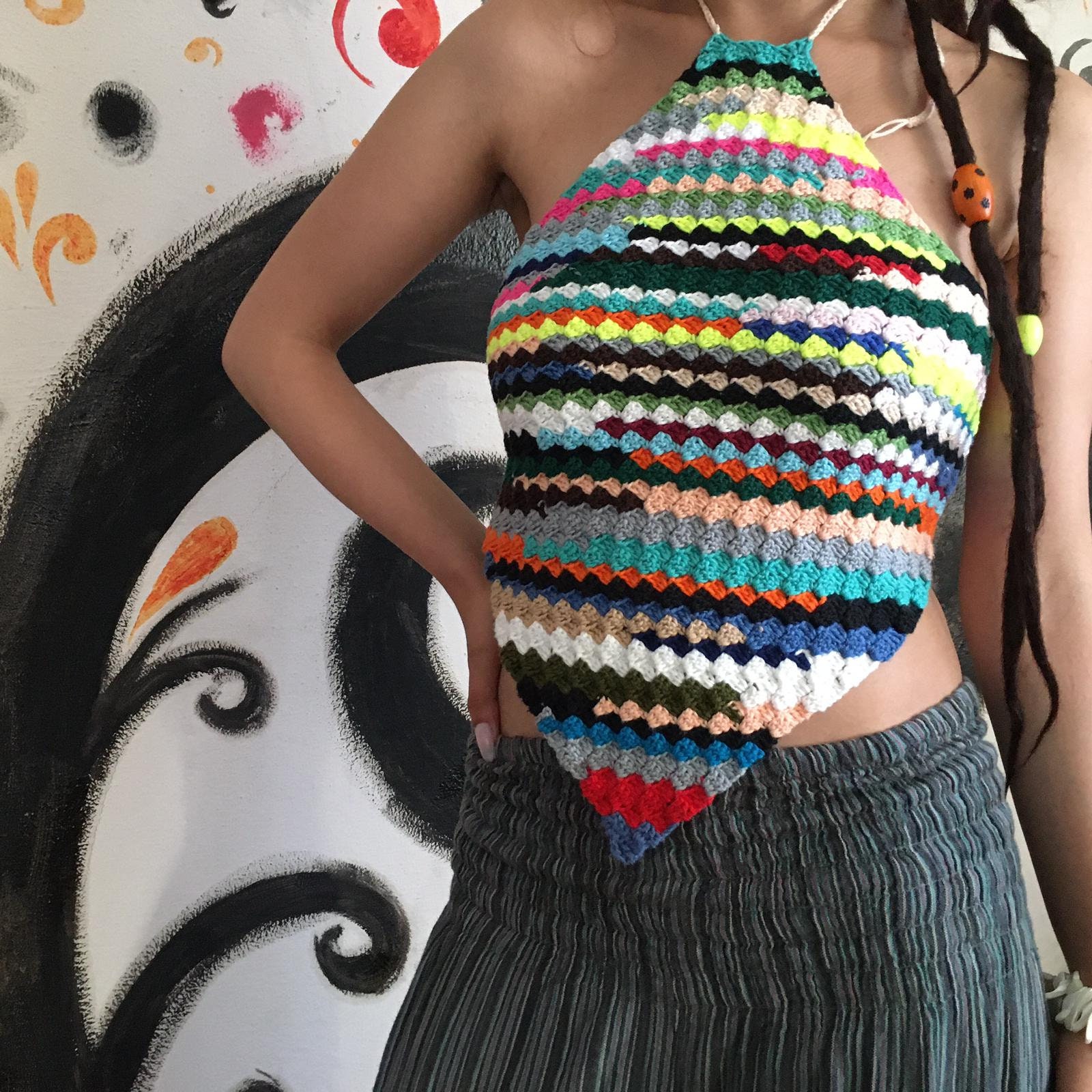 Crochet Summer Top, Rave Clothing, Crochet Halter Top, Festival Outfit ...