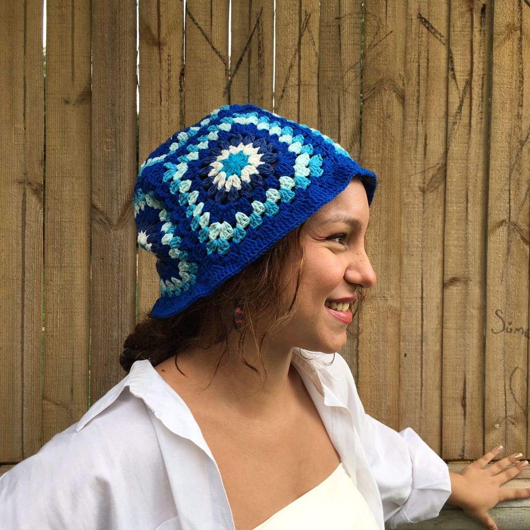Granny Square Knit Blue Bucket Hat and Beanies. - Etsy