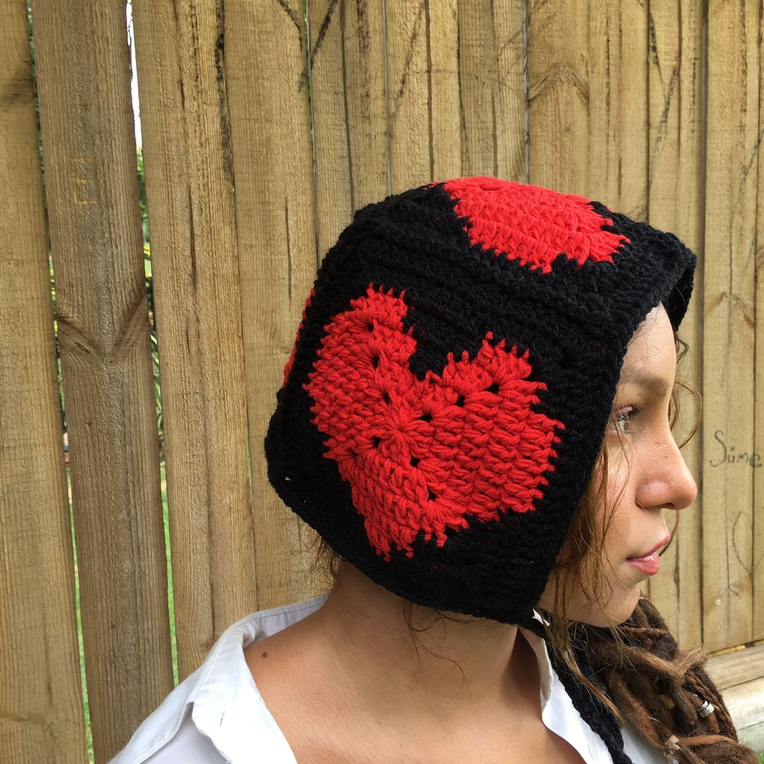 Crochet Heart Bonnet, Valentines Day Gifts for Teenagers, Crochet Women ...