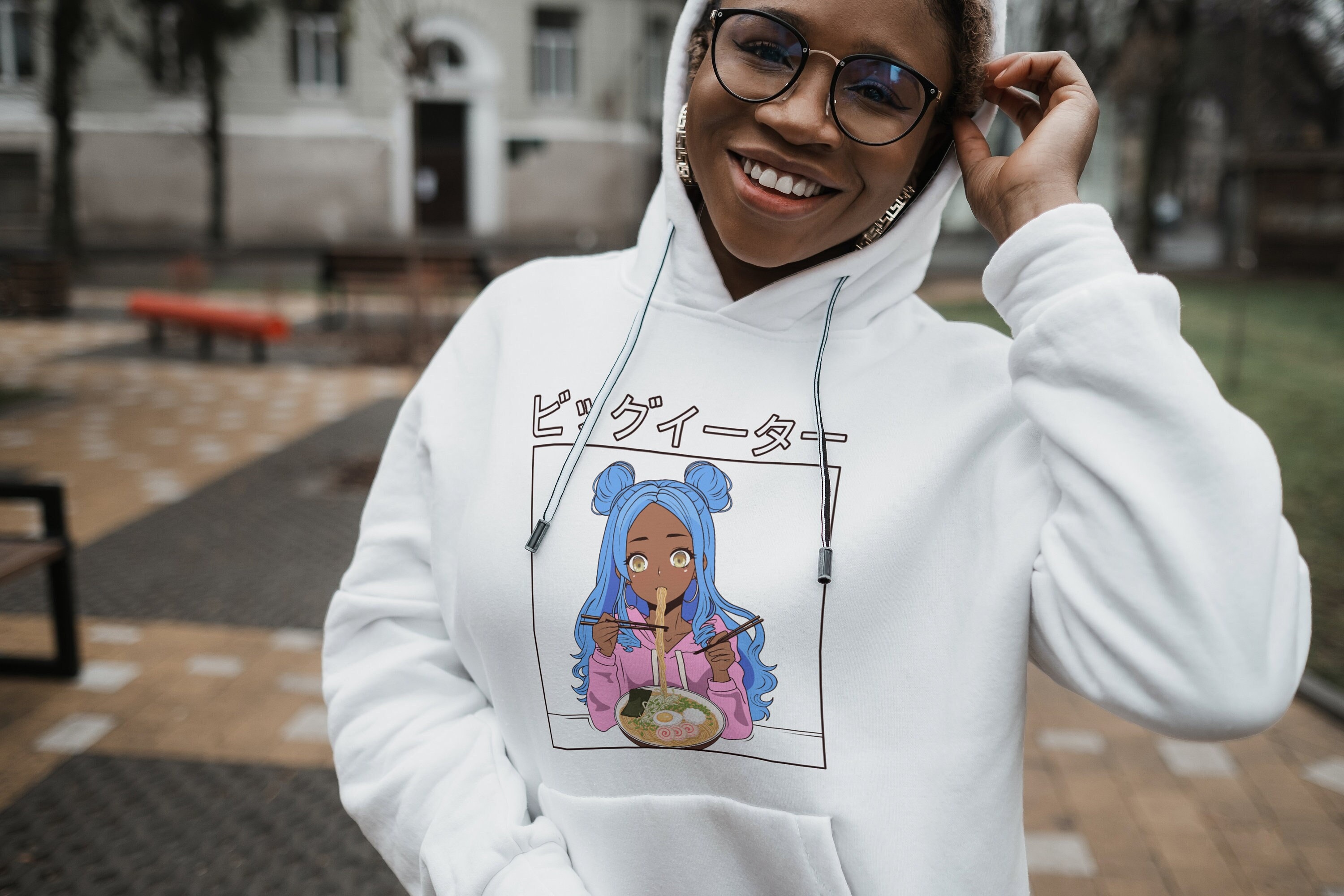 Black Afro Japanese Anime Girl - Ramen Noodle Lover - Hoodie - Etsy