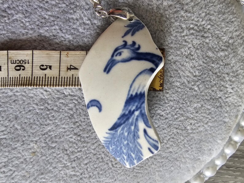 Stork Blue Willow Pattern Antique Victorian Pottery Sherd Pendant ...