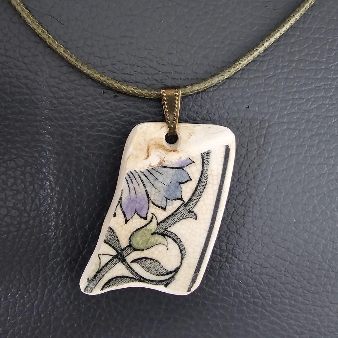 Antique Victorian Pottery Sherd Pendant Necklace From Thames Mudlarking ...