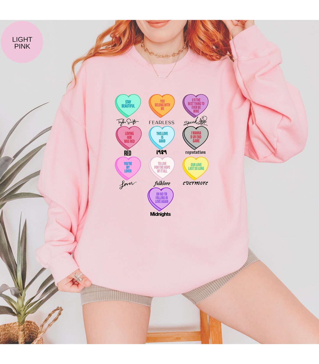Conversation Candy Hearts Valentines Day Crewneck Sweatshirt Candy