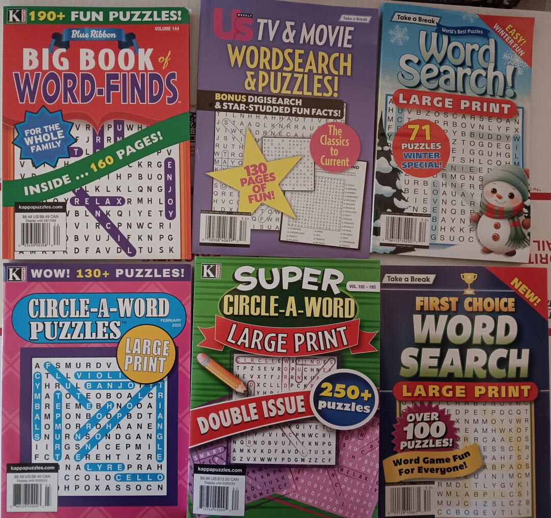 6 Bundle New Word Search Seek Puzzles Books February 2025 Not a ...