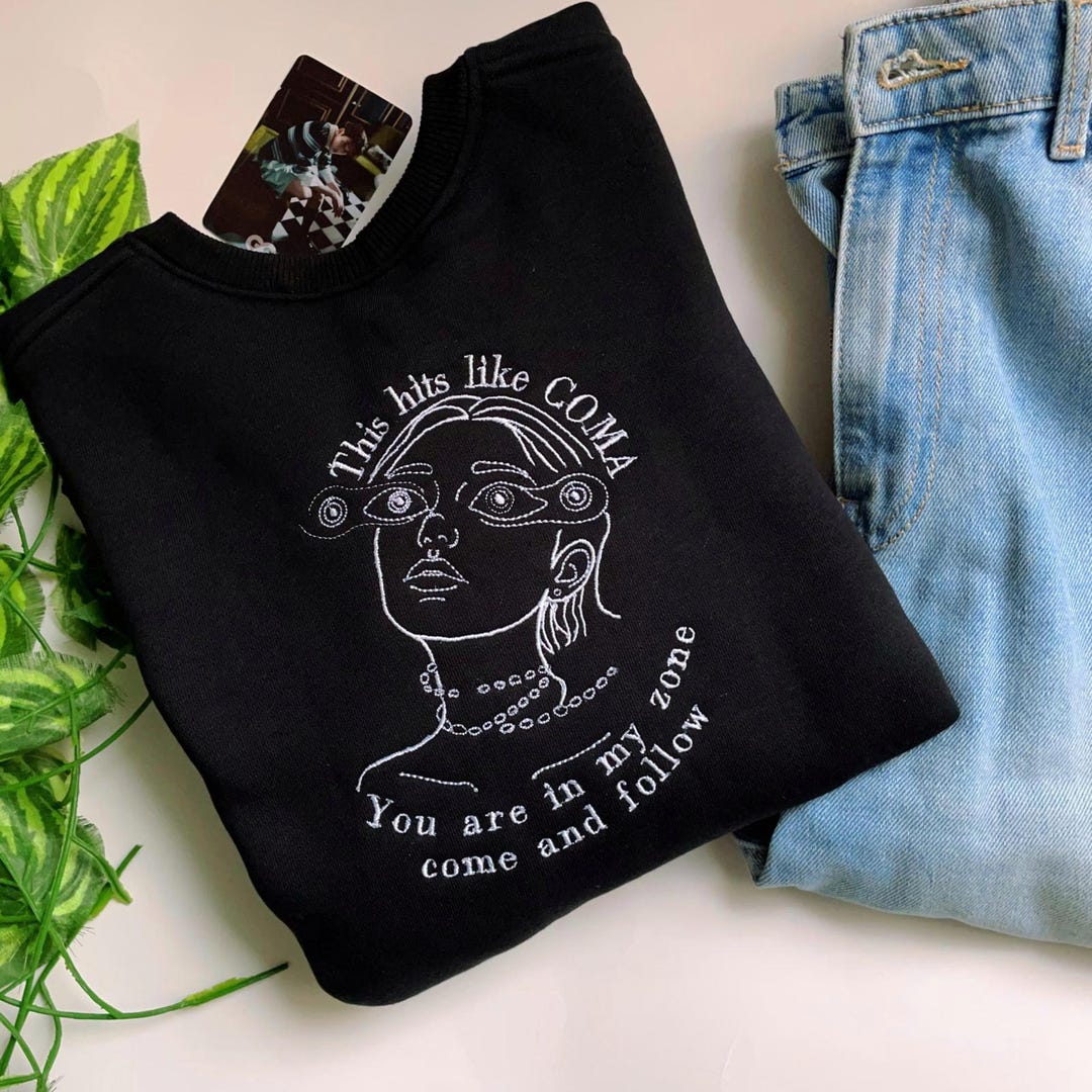 Embroidered Oversized Sweatshirt - Coma - Etsy
