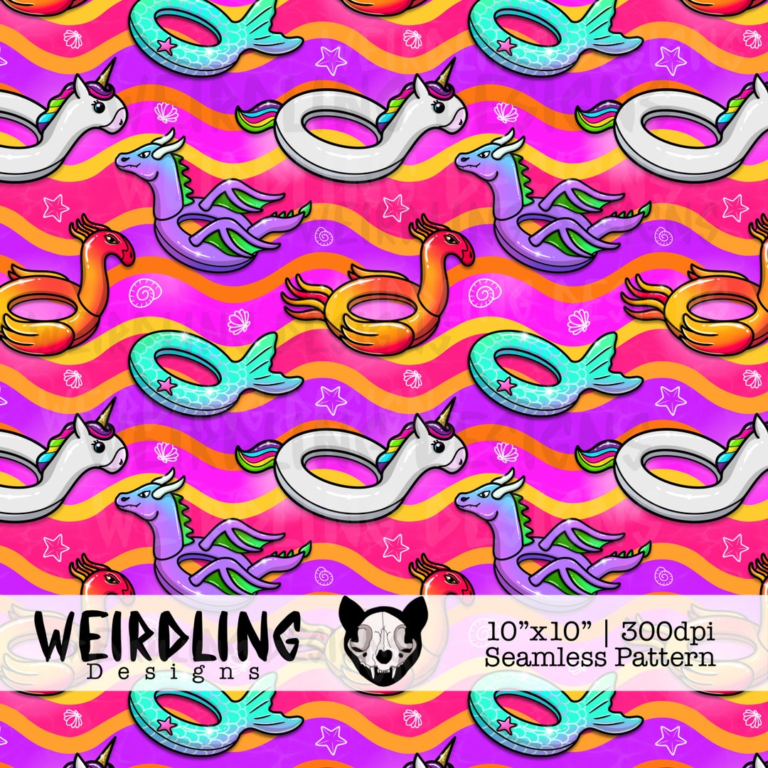 Mythic Floaties - Neon Pink - SWIM SAFE - Seamless Pattern - Kids ...