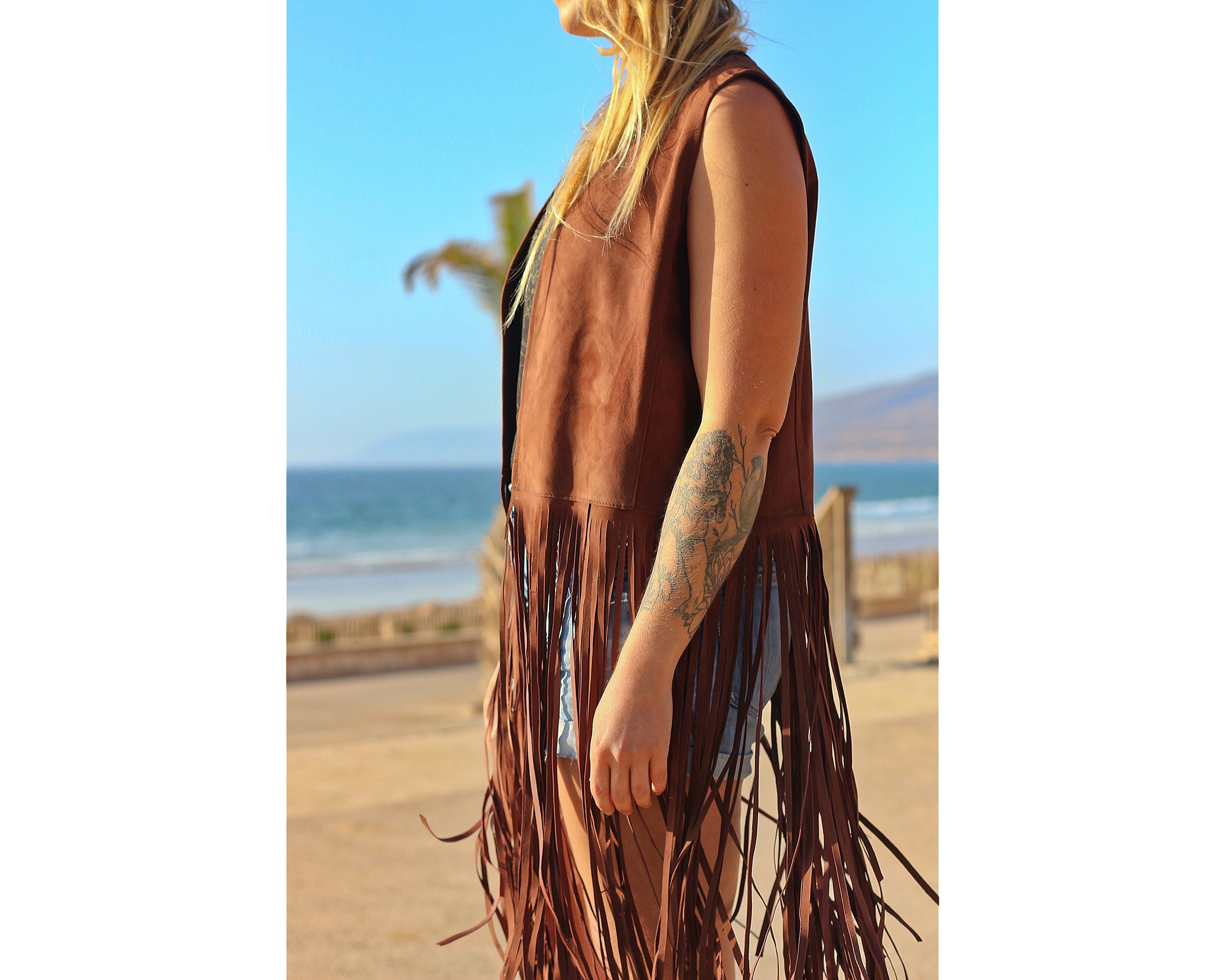 Vintage Fringe Suede Waistcoat, Funky Fringe Waistcoat, Boho Fringe ...