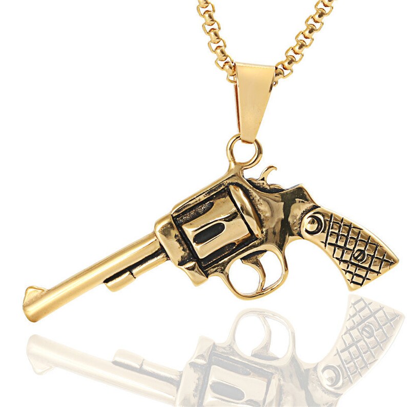 Retro Revolver Pistol Pendant Necklace Men's Weapon Necklace - Etsy