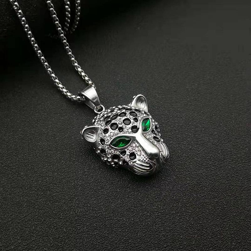 Stainless Steel Leopard Pendant Necklace With CZ Jewelry - Etsy