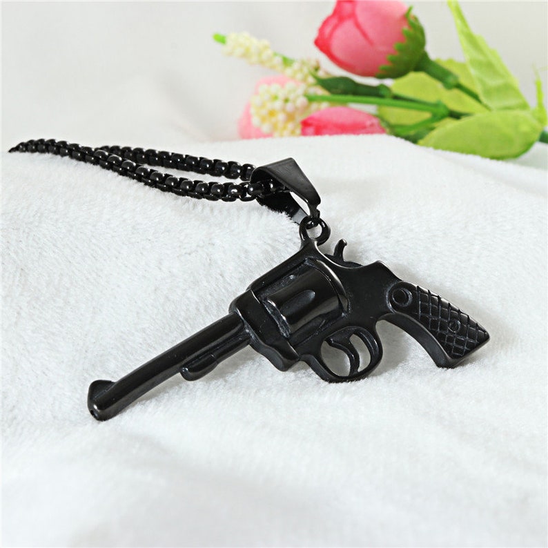 Retro Revolver Pistol Pendant Necklace Men's Weapon Necklace - Etsy