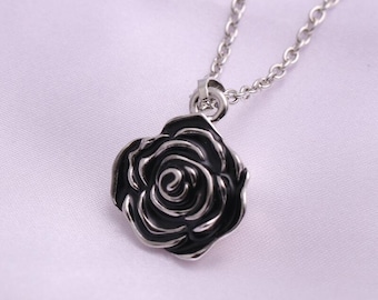 Black Rose Necklace | Etsy