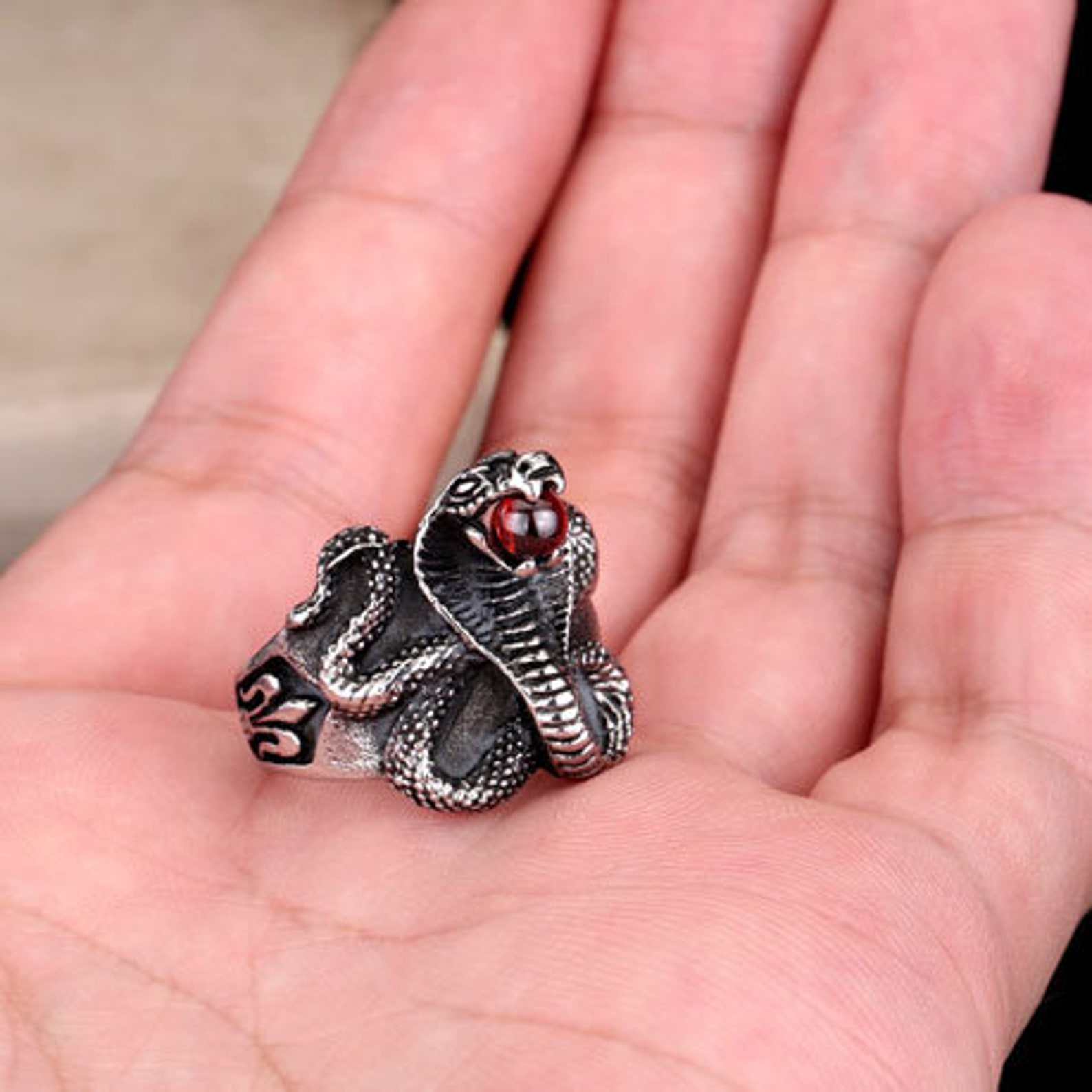 Vinatge Cobra Ring Stainless Steel Punk King Cobra Snake Ring - Etsy