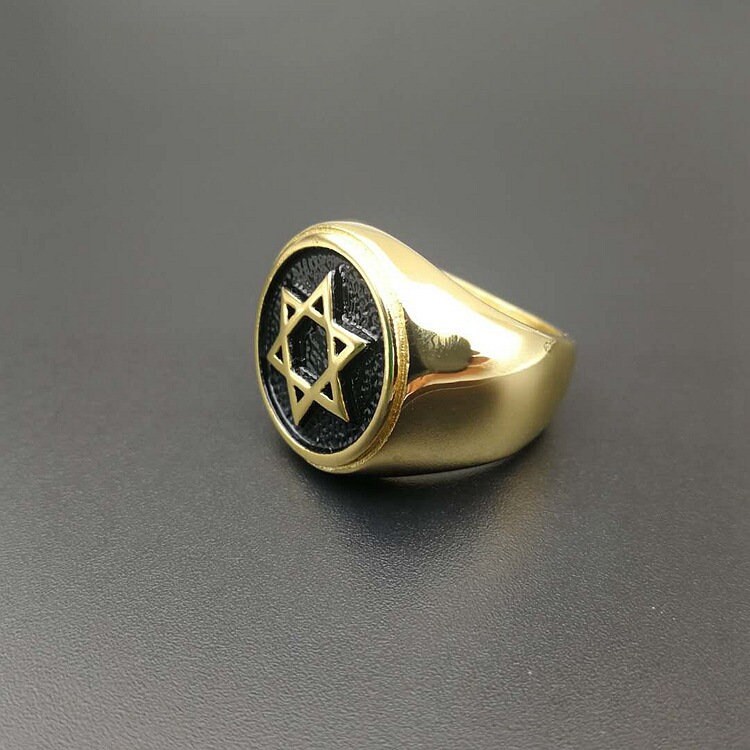 Mens Pentagram Ring 14k Gold Plated Pentacle Ring Titanium - Etsy Australia