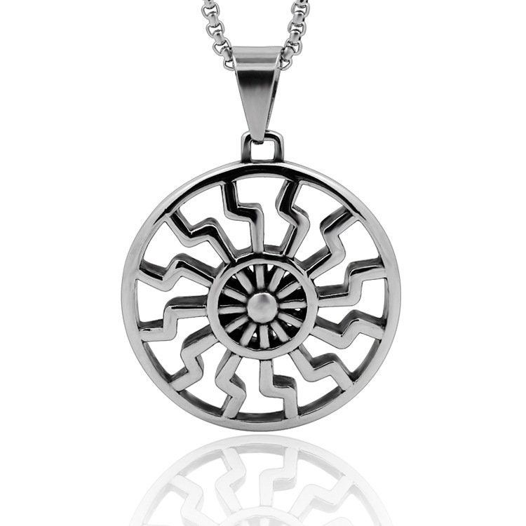 Collar colgante de sol negro collar de acero inoxidable | Etsy