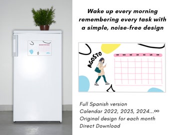 12 Month Calendar Pages Spanish and English Printable, Floral Monthly ...