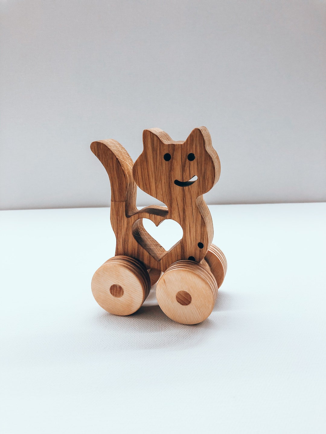 Wood Cat, Motor Skill Toys, Pull String Toy, Eco Friendly Wood, Push ...
